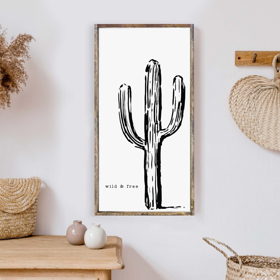 Large Cactus Wood Sign - Etsy
