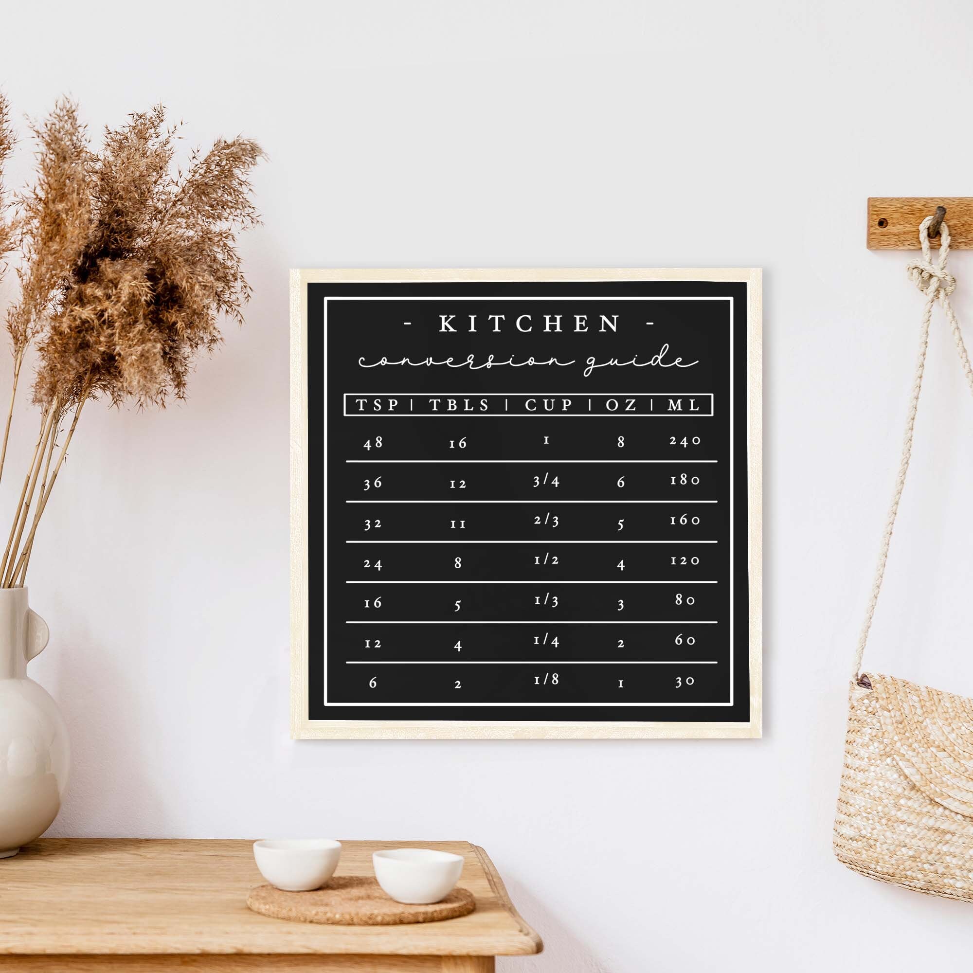 Kitchen Conversion Chart Wood Sign Baking Measurement Chart - Etsy