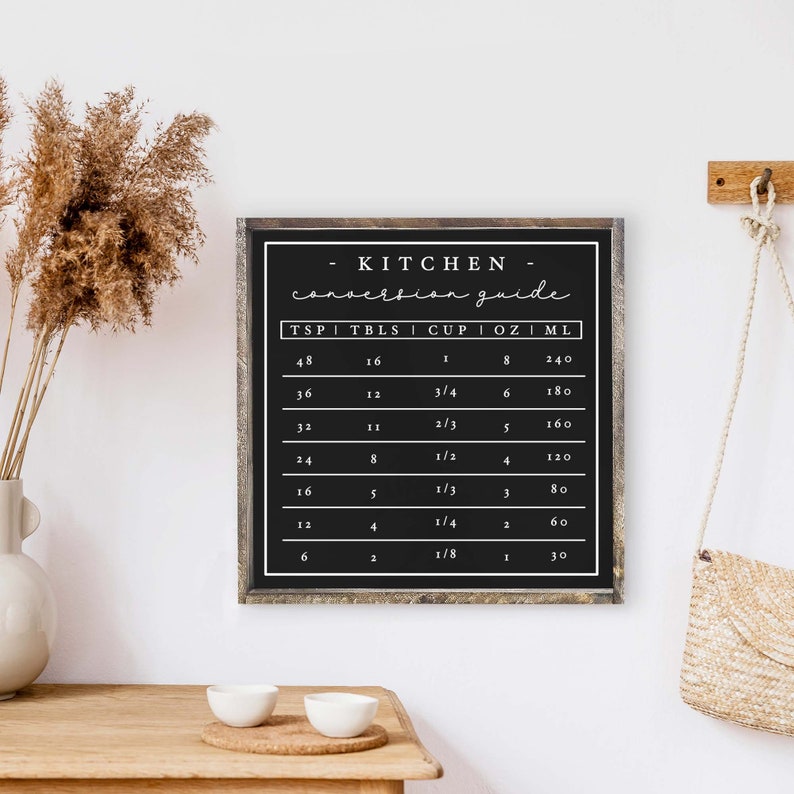 Kitchen Conversion Chart Wood Sign Baking Measurement Chart - Etsy