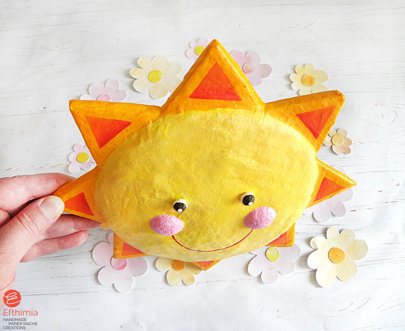 Paper Mache Happy Smiling Sun Wall Decor Big Sun Wall Art - Etsy