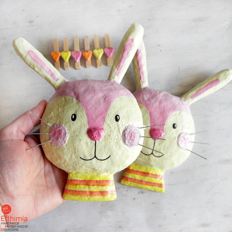 Bunny Art Display Paper Mache Bunny Bunny Kids Decor Rabbit - Etsy