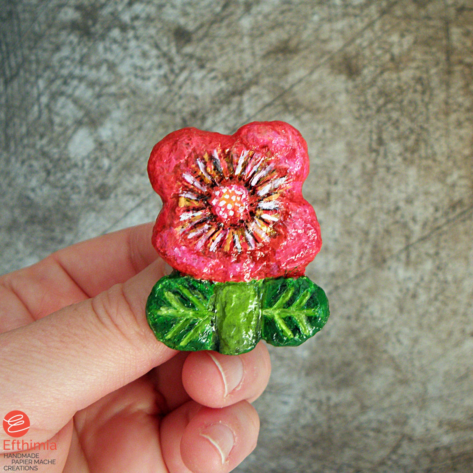 Paper Mache Flower Brooch Paper Pulp Pin Floral Jewelry - Etsy