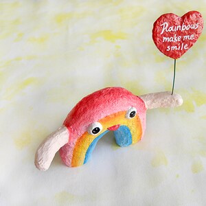 Paper Mache Happy Rainbow Figurine, Rainbows Make Me Smile, Cheer up ...