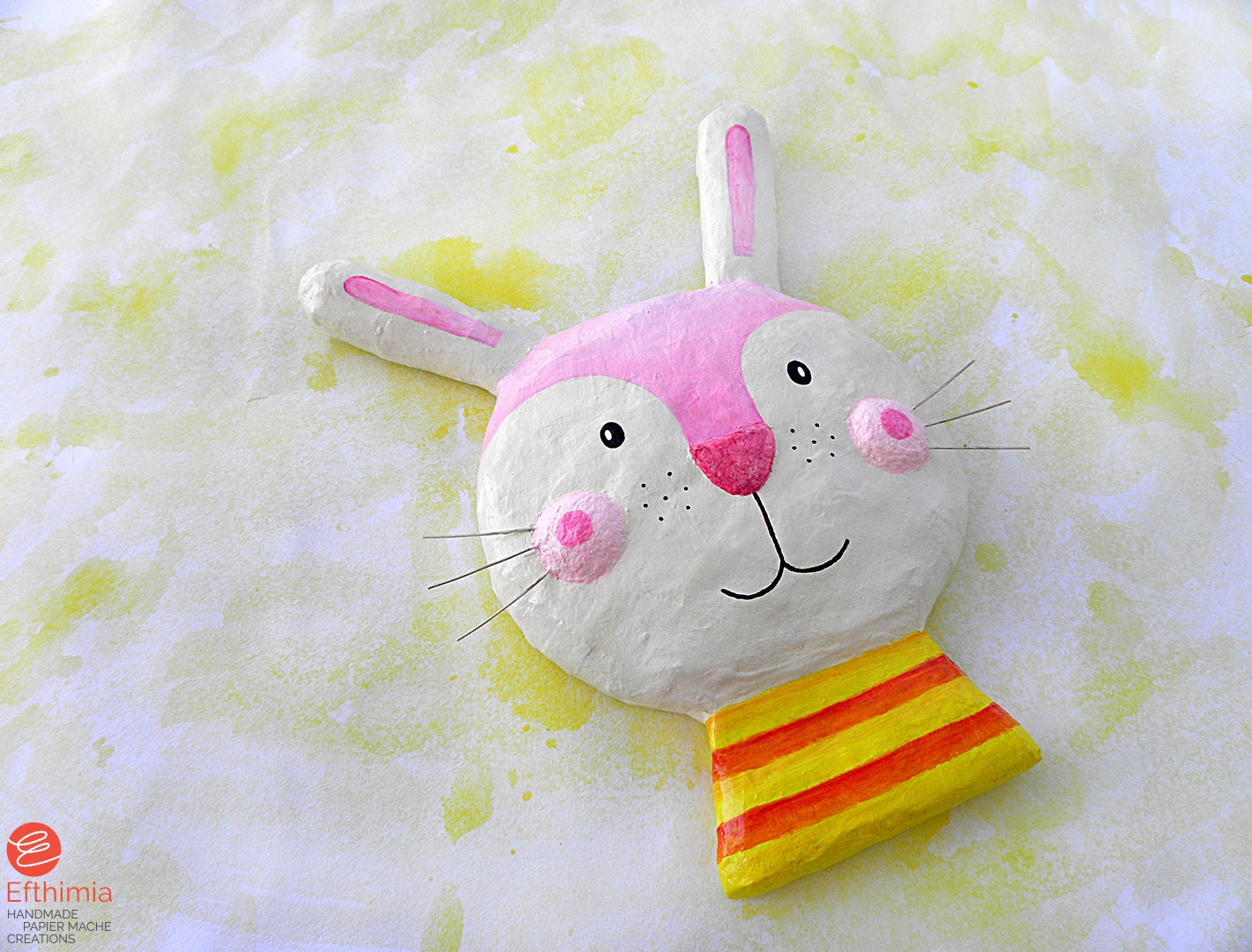 Paper Mache Bunny Head, Papier Mache Animal Sculpture, Bunny Kids Wall ...