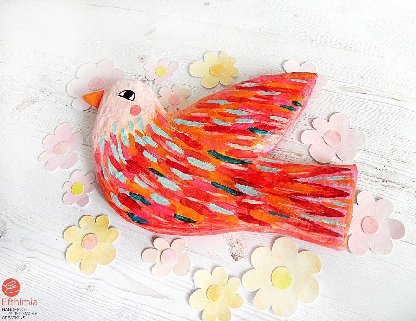 Paper Mache Bird Wall Art, Bird Wall Hanging, Whimsical Paper Mache ...