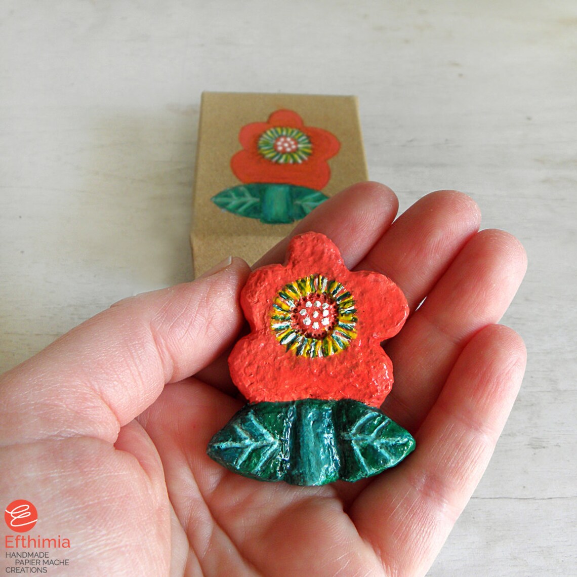 Coral Flower Brooch, Eco Brooch, Paper Mache Floral Brooch, Paper Pulp ...