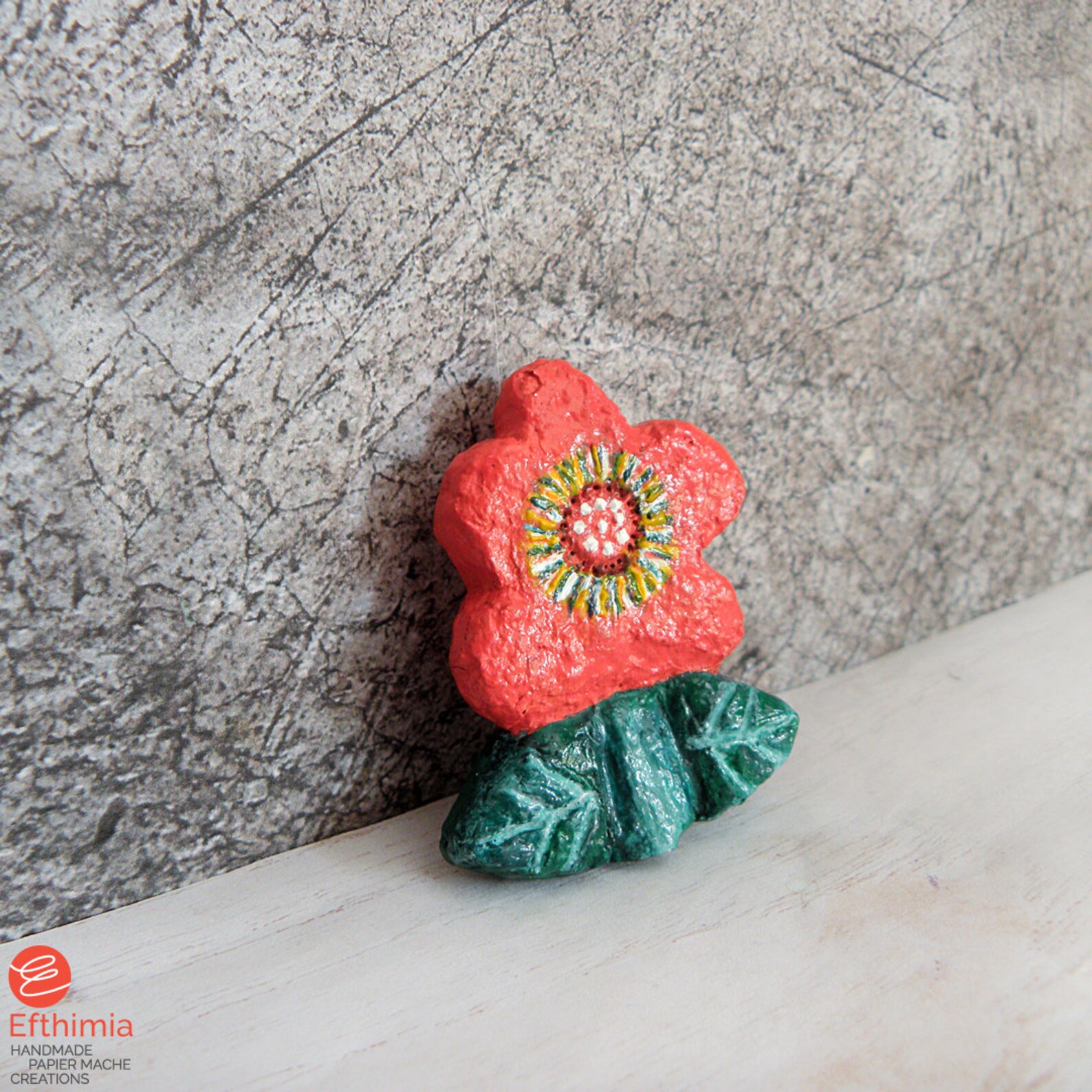 Coral Flower Brooch, Eco Brooch, Paper Mache Floral Brooch, Paper Pulp ...