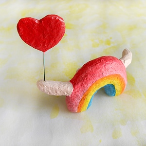 Paper Mache Happy Rainbow Figurine, Rainbows Make Me Smile, Cheer up ...