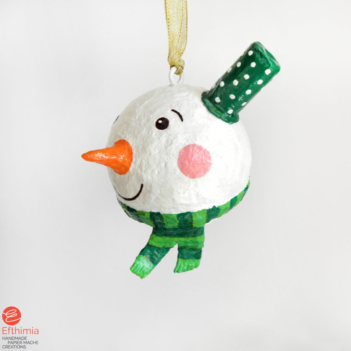 Snowman Heads With Hat Ornaments Paper Mache Snowmen With | Etsy