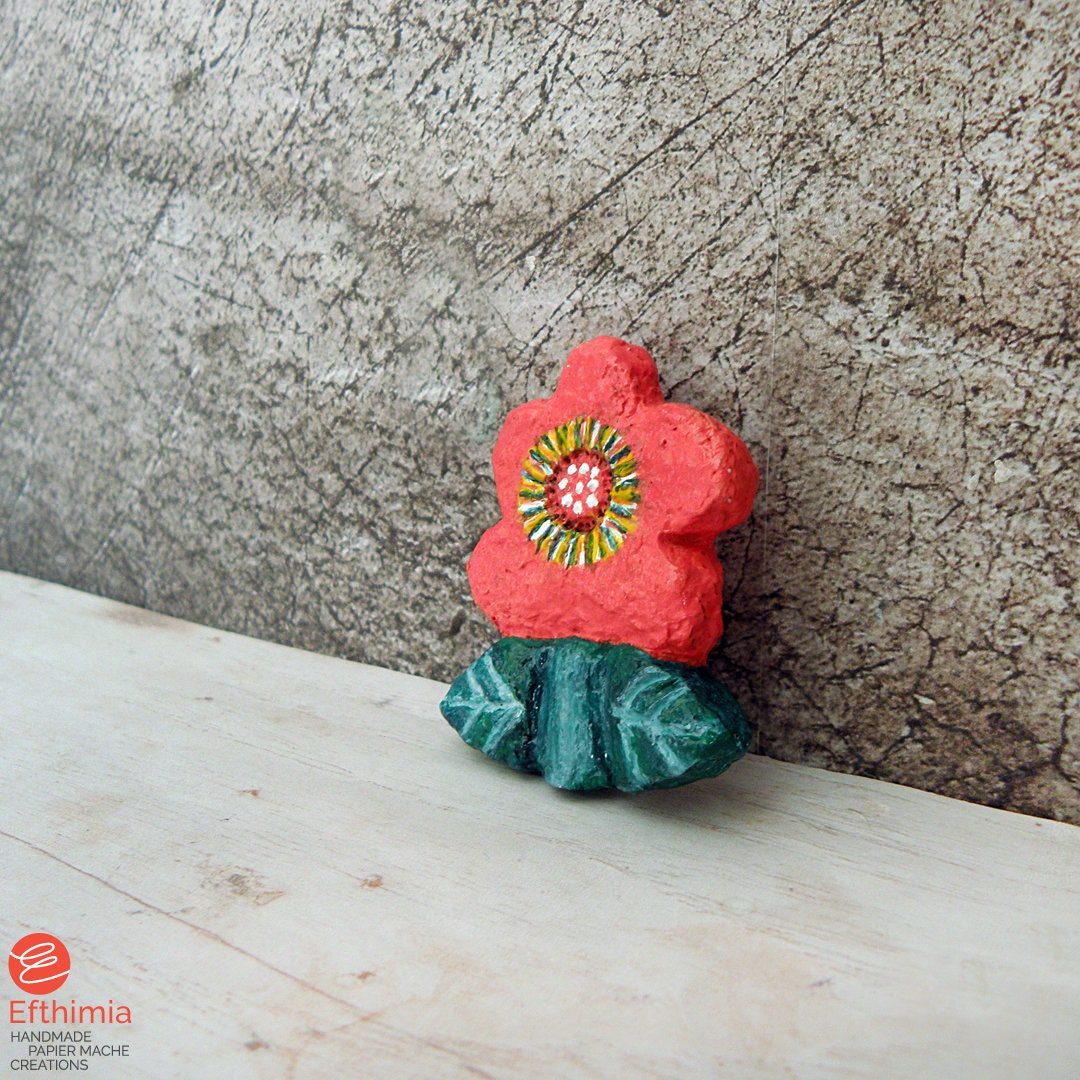 Coral Flower Brooch, Eco Brooch, Paper Mache Floral Brooch, Paper Pulp ...
