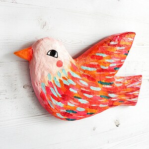 Paper Mache Bird Wall Art, Bird Wall Hanging, Whimsical Paper Mache ...