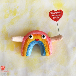 Paper Mache Happy Rainbow Figurine, Rainbows Make Me Smile, Cheer up ...