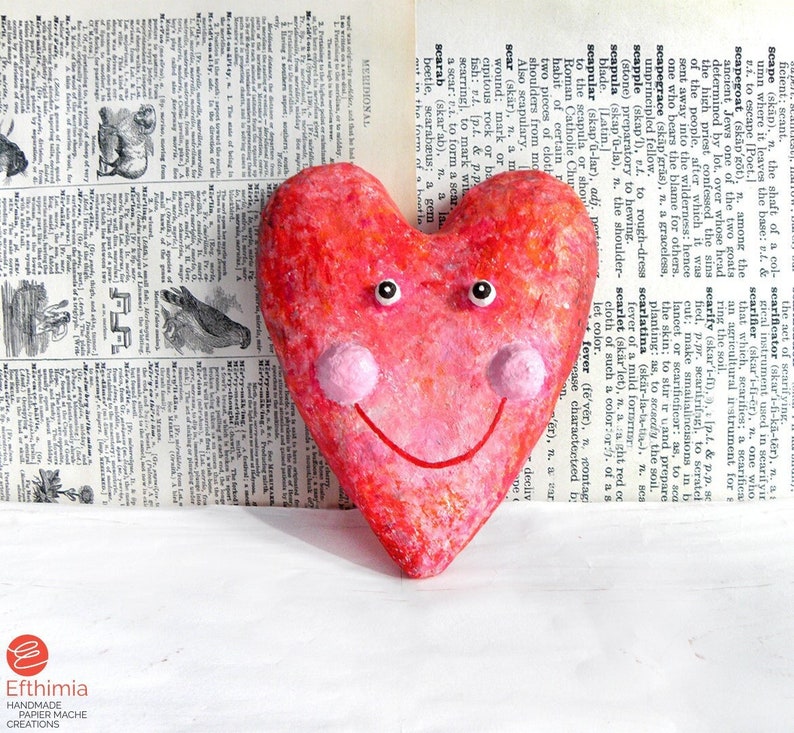 Hand-painted Paper Mache Heart Wall Decor: Smiling Face - Etsy