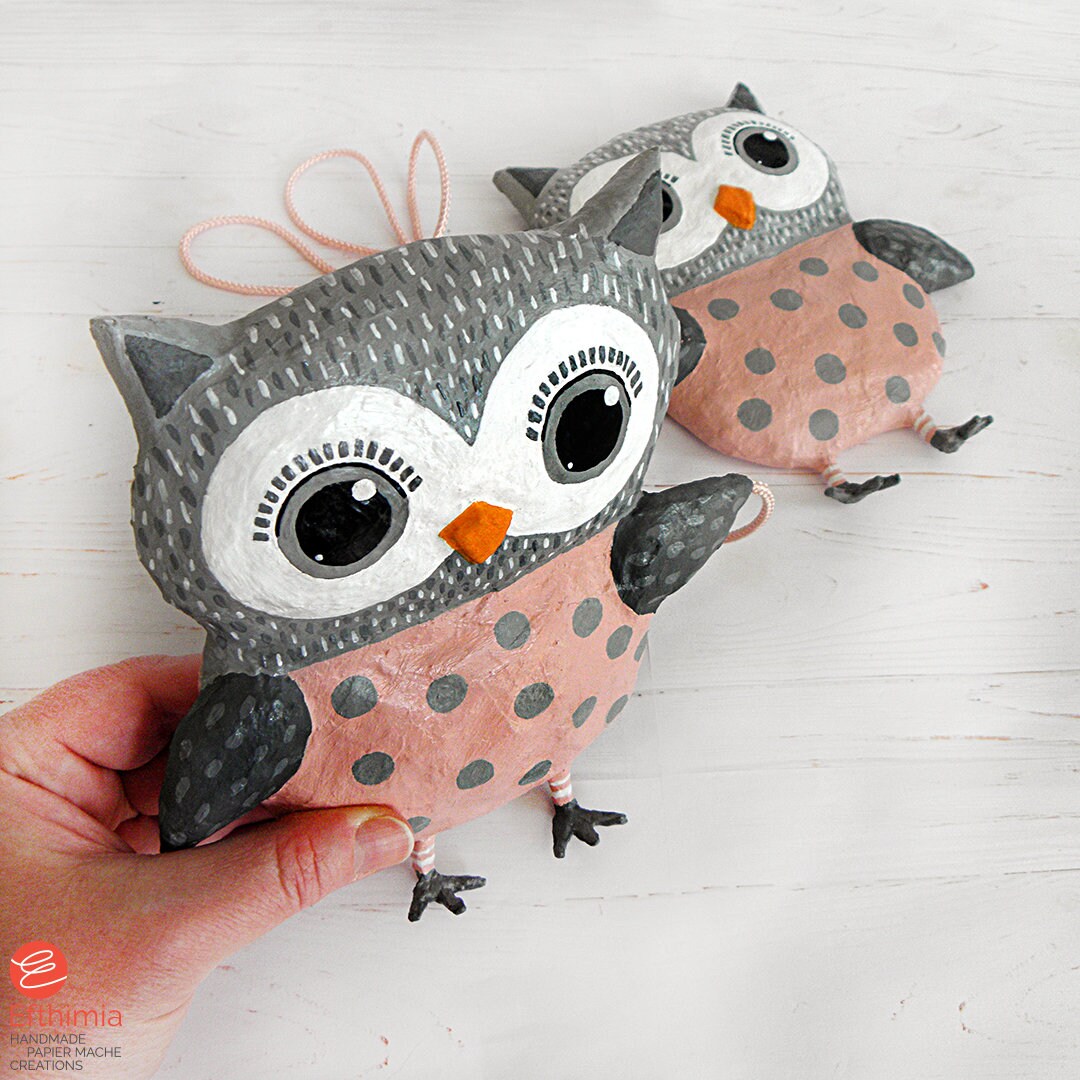 Paper Mache Owl Art Display, Owls Kids Display, Paper Mache Owl, Owl ...