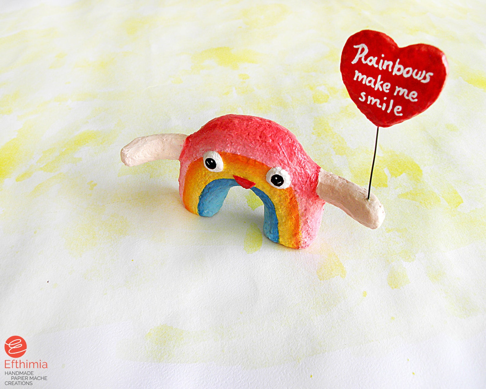 Paper Mache Happy Rainbow Figurine Rainbows Make Me Smile - Etsy