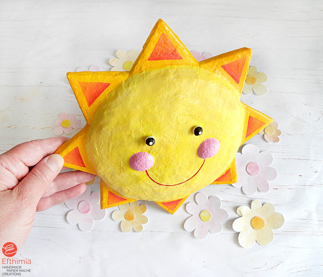 Paper Mache Happy Smiling Sun Wall Decor Big Sun Wall Art - Etsy