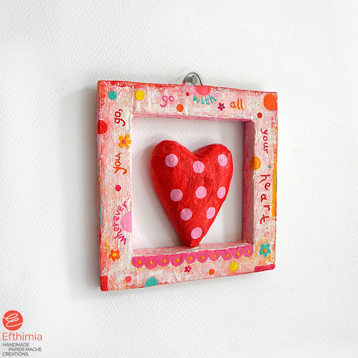 Paper Mache Colorful Frame With Polka Dot Heart Wherever You - Etsy