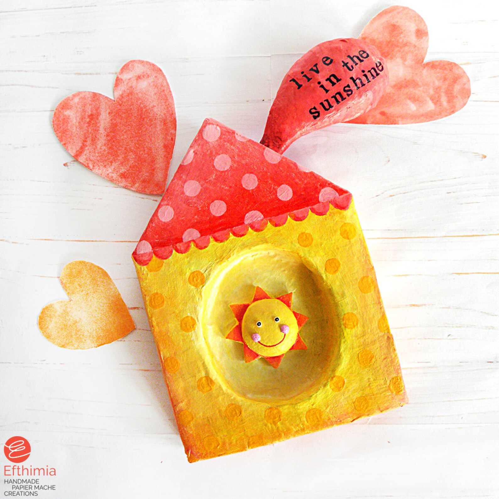 Paper Mache House With Happy Sun, Wall Diorama Houses, Live in the ...