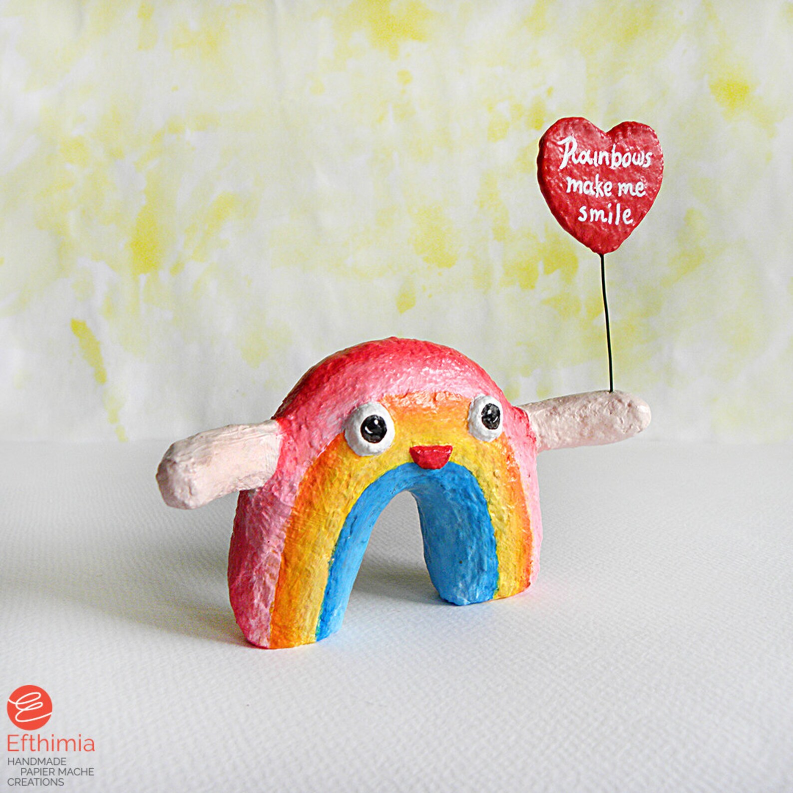 Paper Mache Happy Rainbow Figurine Rainbows Make Me Smile - Etsy