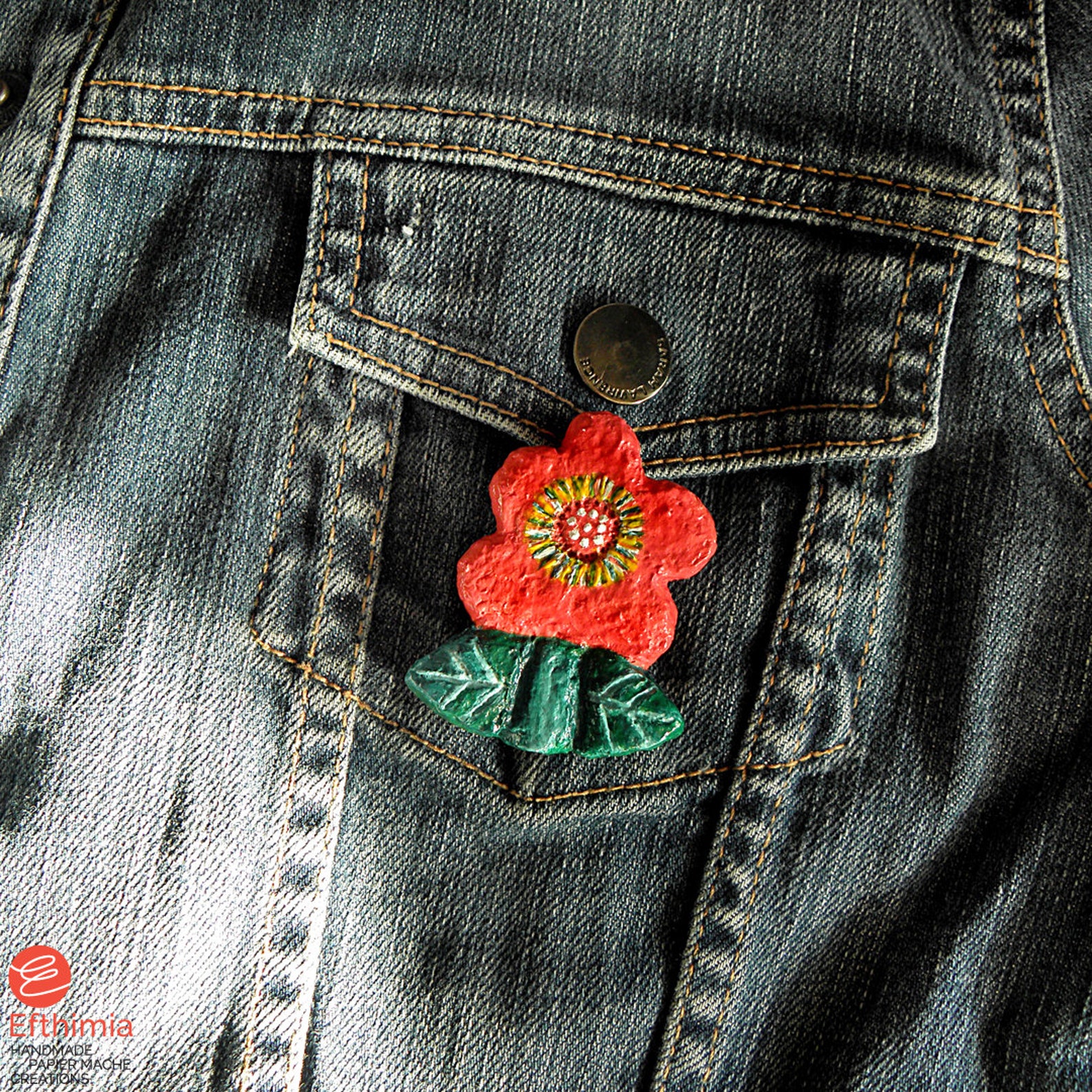 Coral Flower Brooch, Eco Brooch, Paper Mache Floral Brooch, Paper Pulp ...