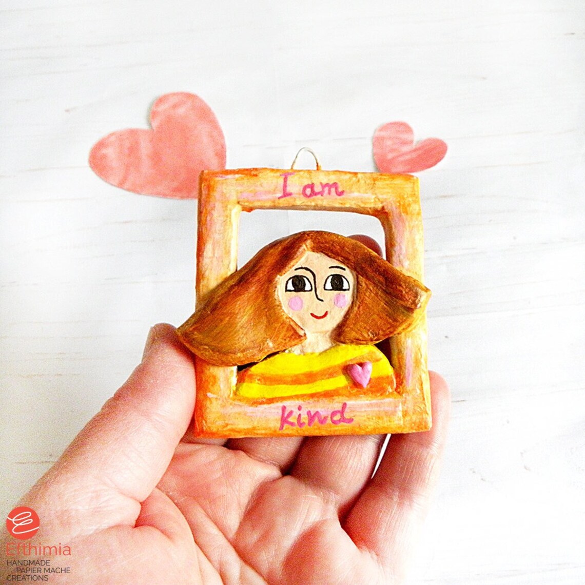 Paper Mache Woman Portrait in A Frame for Wall, I Am Kind Small ...