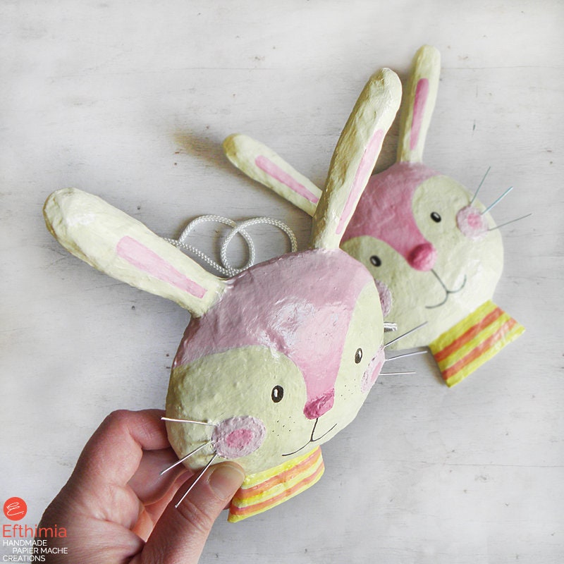 Bunny Art Display Paper Mache Bunny Bunny Kids Decor Rabbit - Etsy