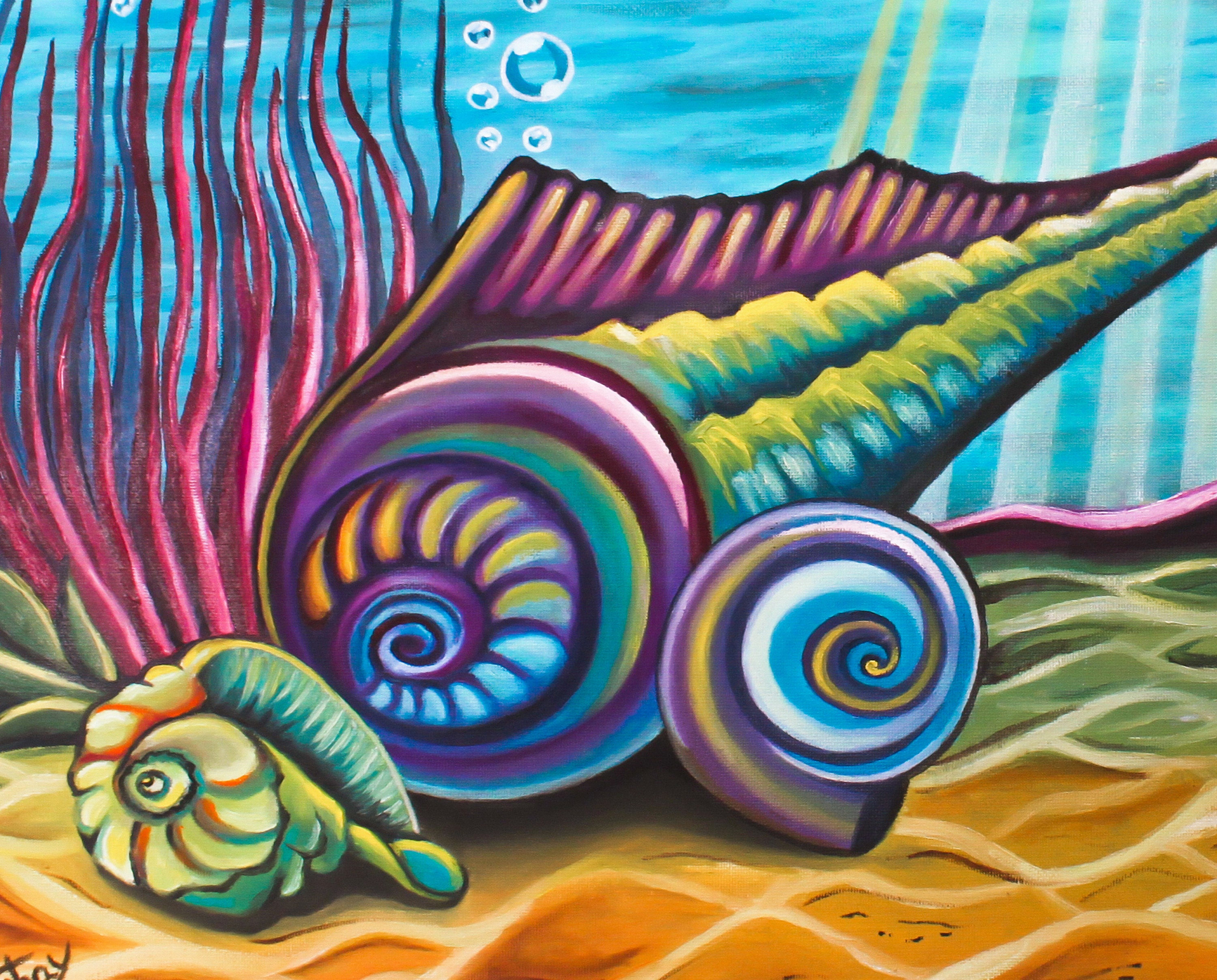 Ocean Shell Original Art Work by Mili Ishay Oil on Canvas - Etsy