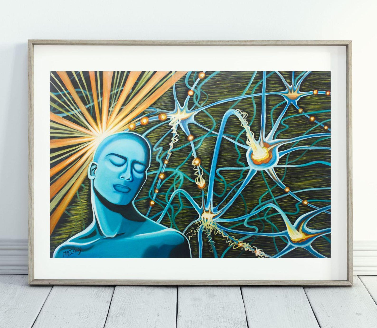 Brainstorming - Print, Abstract Man, Oil Painting, Neurons, Ideas ...