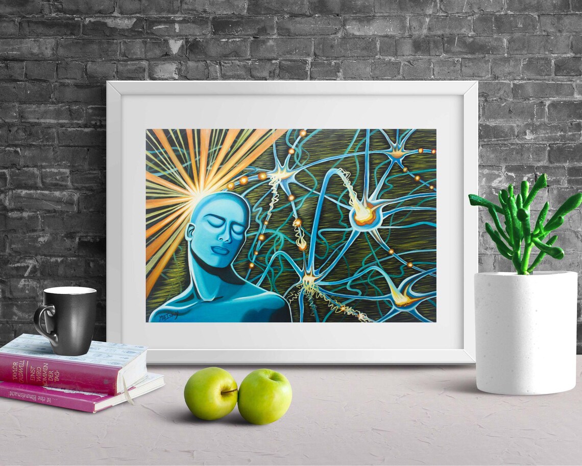 Brainstorming - Print, Abstract Man, Oil Painting, Neurons, Ideas ...