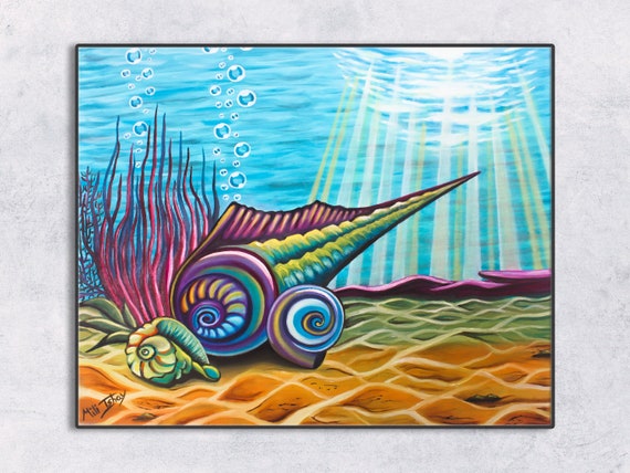 Sea Shell Printable Artwork by Mili Ishay Oil Painting | Etsy
