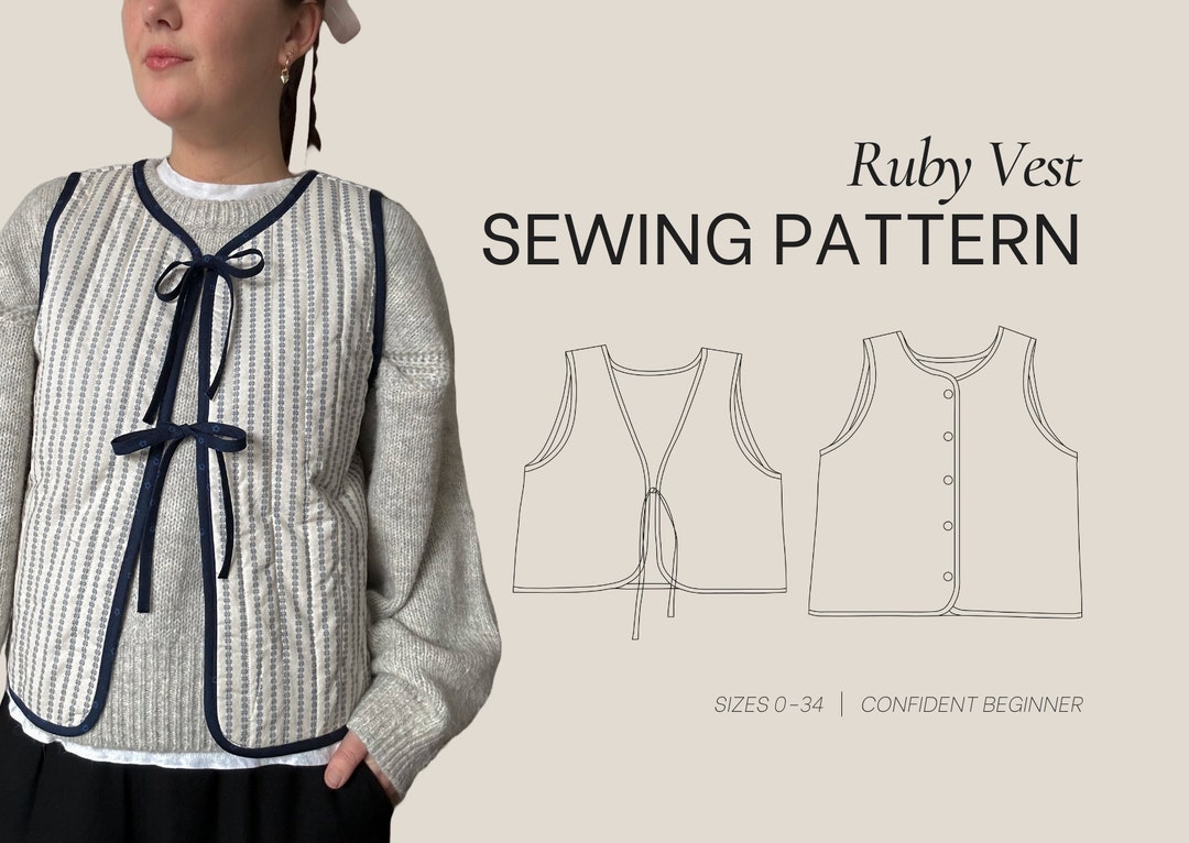 Ruby Vest PDF Sewing Pattern Size Inclusive 0-34 Beginner Friendly ...