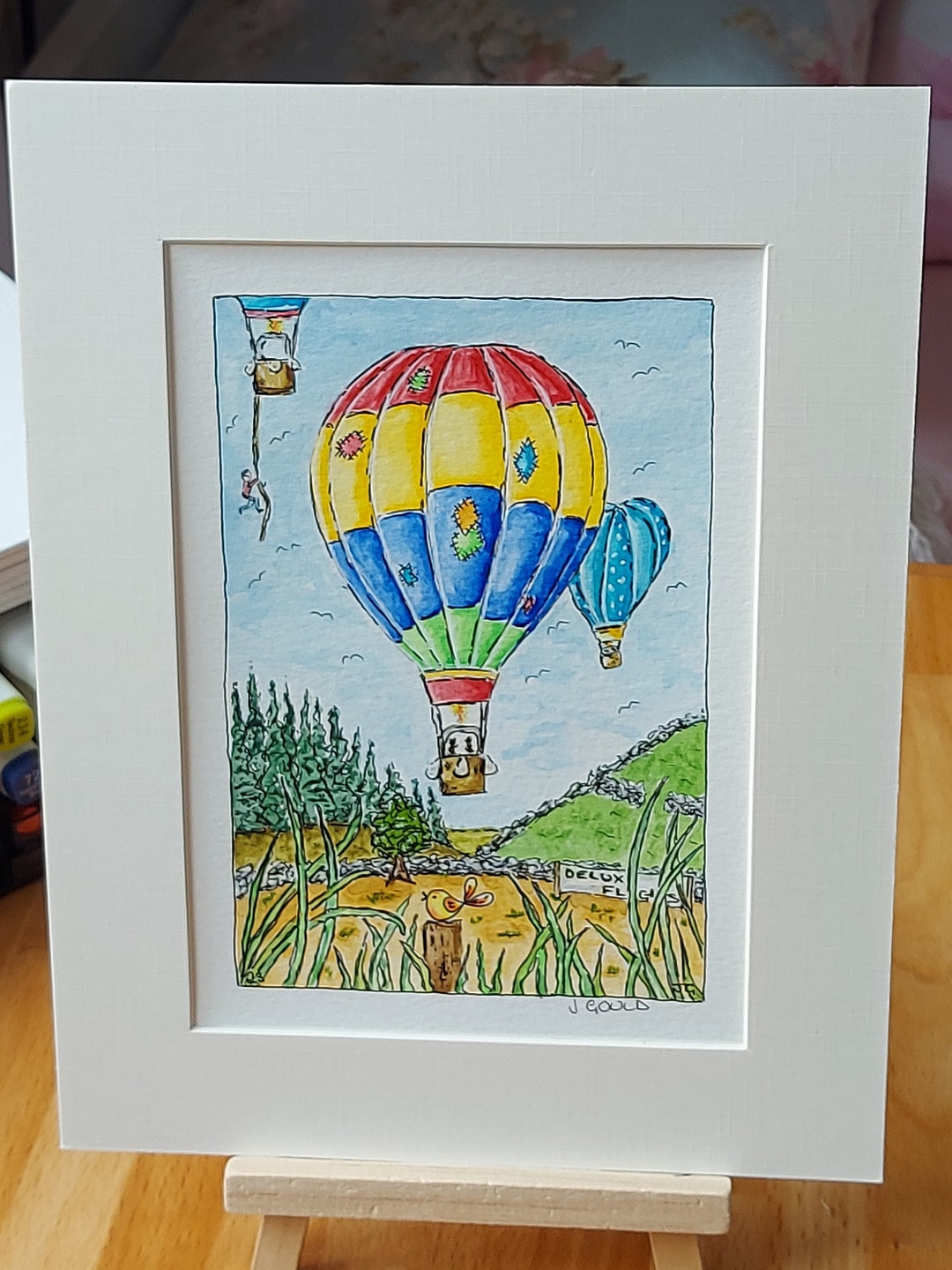 Original Watercolour, Storybook Hot Air Balloon Painting, Gift for ...