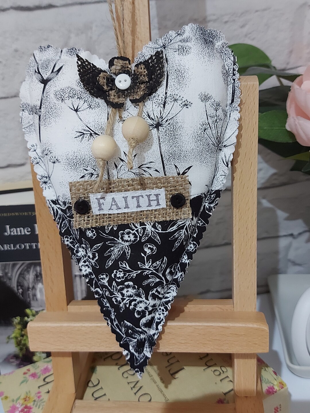 Fabric Heart, Floral Heart, Fabric Hanging Heart, Primitive Heart - Etsy