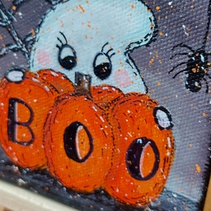 Halloween Pumpkin and Ghost Acrylic Painting - Etsy