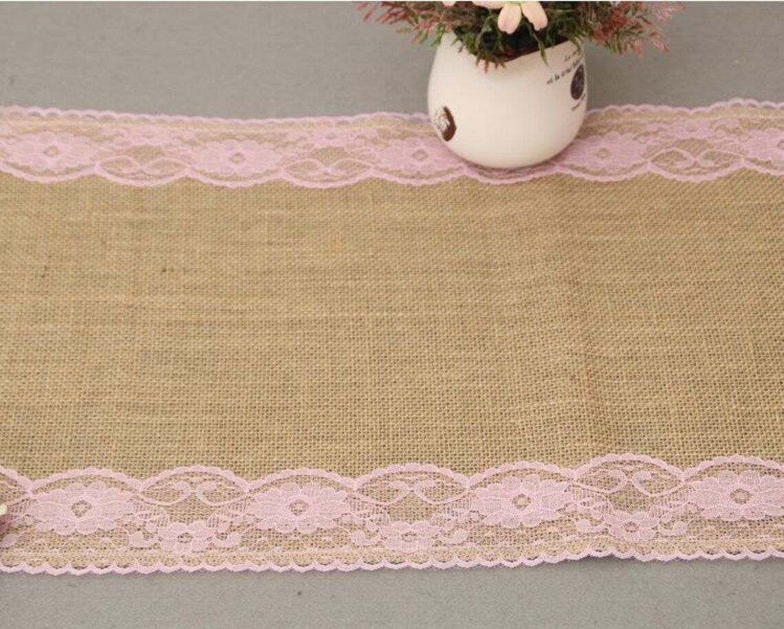 Burlap Table Runner With Lace,linen Runner,hessian Runner,jute Runner ...
