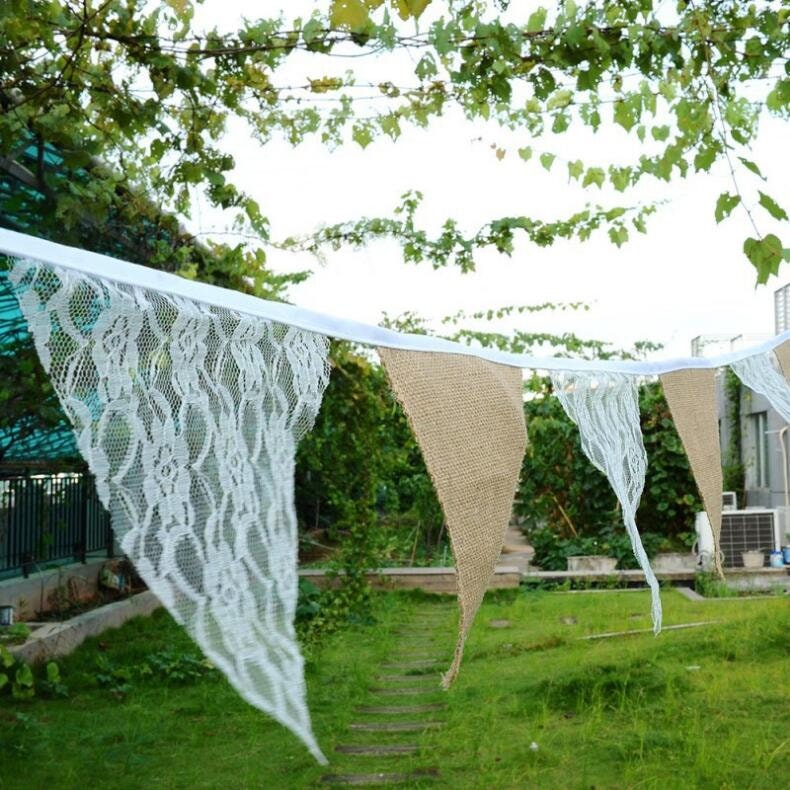 Burlap Lace Triangle BannersHessianBannersJute | Etsy