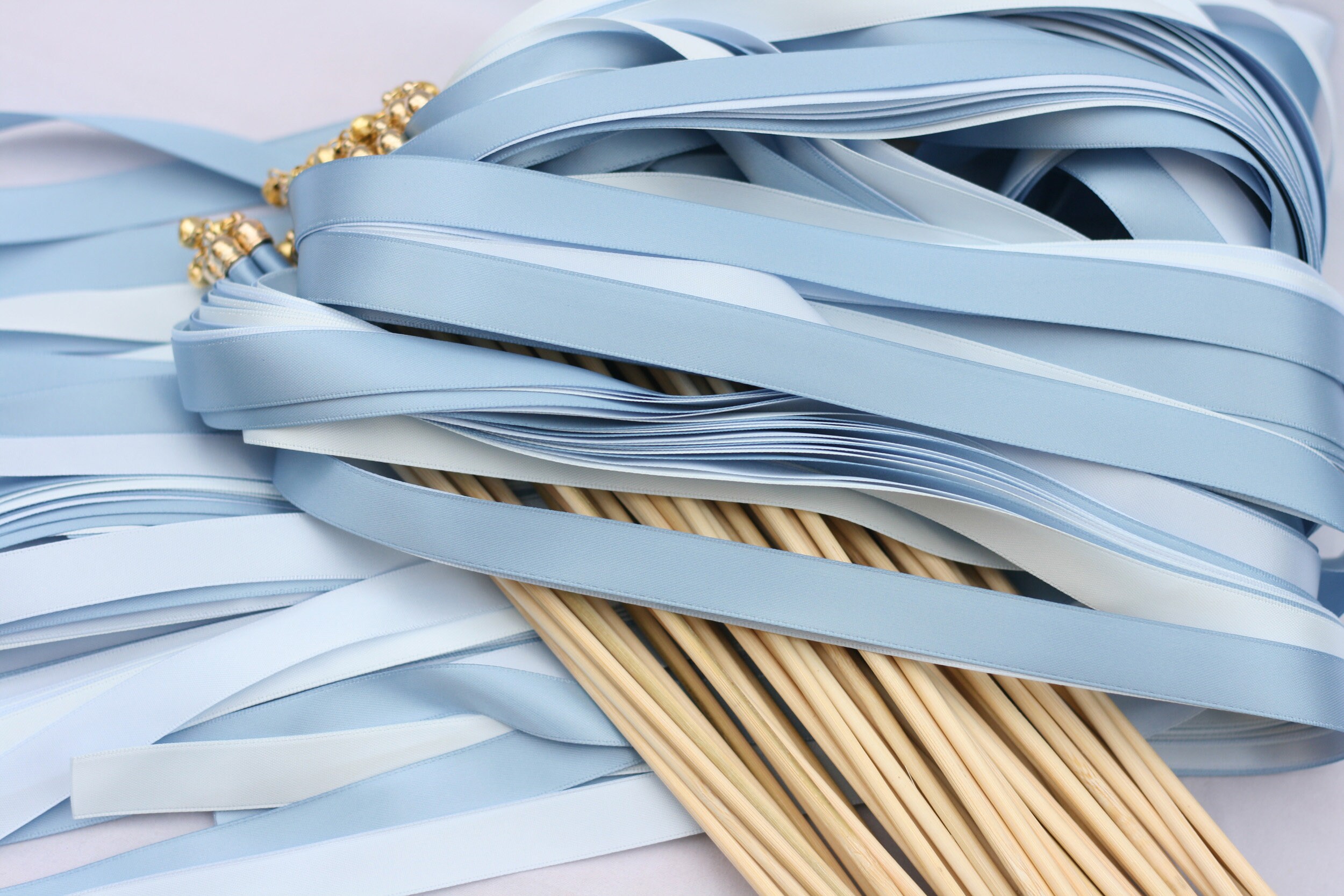 50PCS Handmade Wedding Wands With Triple Ribbon and Bell, Wand ...