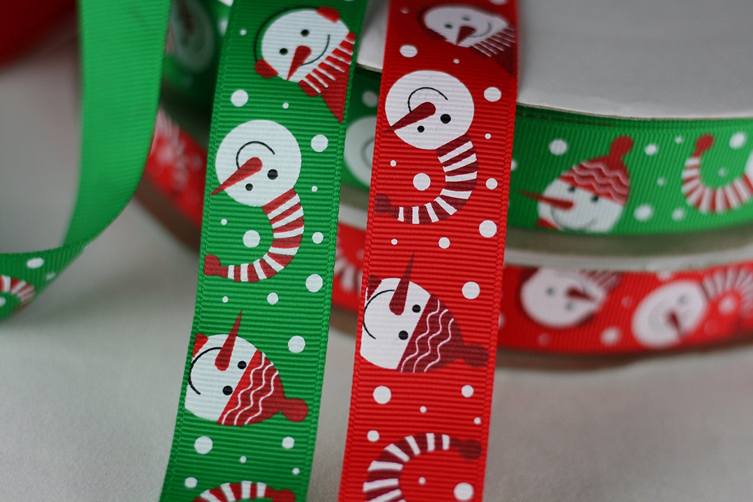 Printed Grosgrain Ribbon,designer Ribbon, Snowman,snow,christmas Hat ...