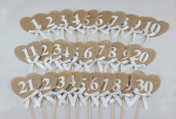 Burlap Table Number CardsRustic Wedding | Etsy