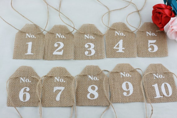 Burlap Table Number Cardsrustic Wedding - Etsy