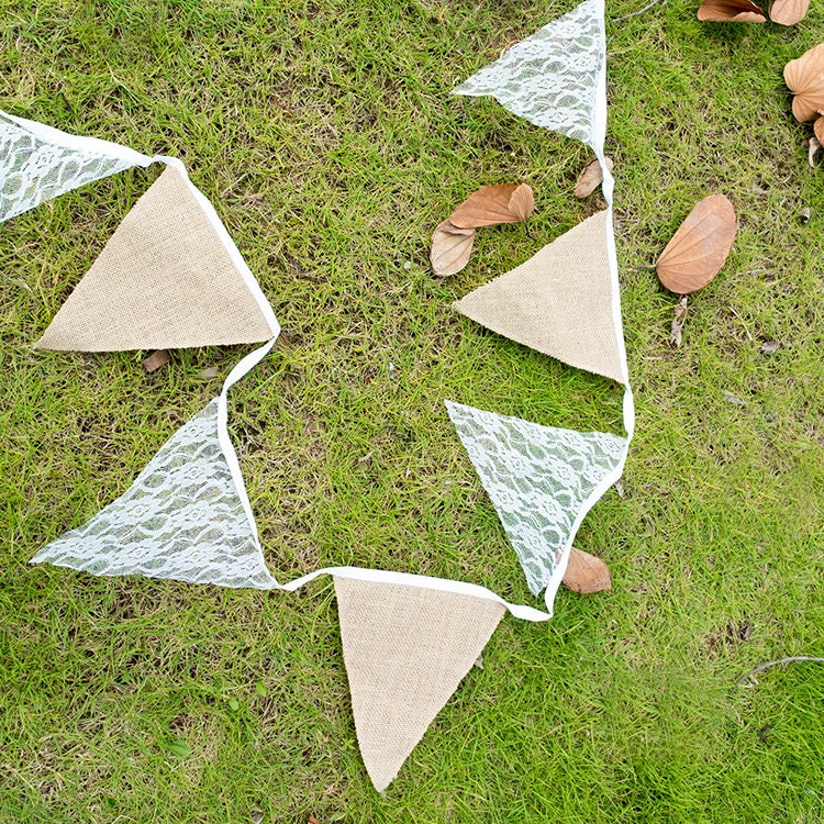 Burlap Lace Triangle BannersHessianBannersJute | Etsy