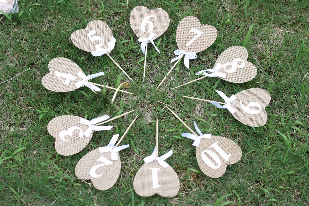 Burlap Table Number Cards,rustic Wedding Reception,jute,hessian Ribbon ...