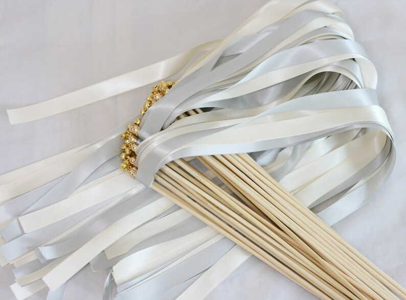 50PCS Handmade Wedding Wands With Double Ribbon and Bell Wand | Etsy