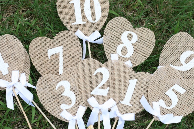 Burlap Table Number Cards,rustic Wedding Reception,jute,hessian Ribbon ...