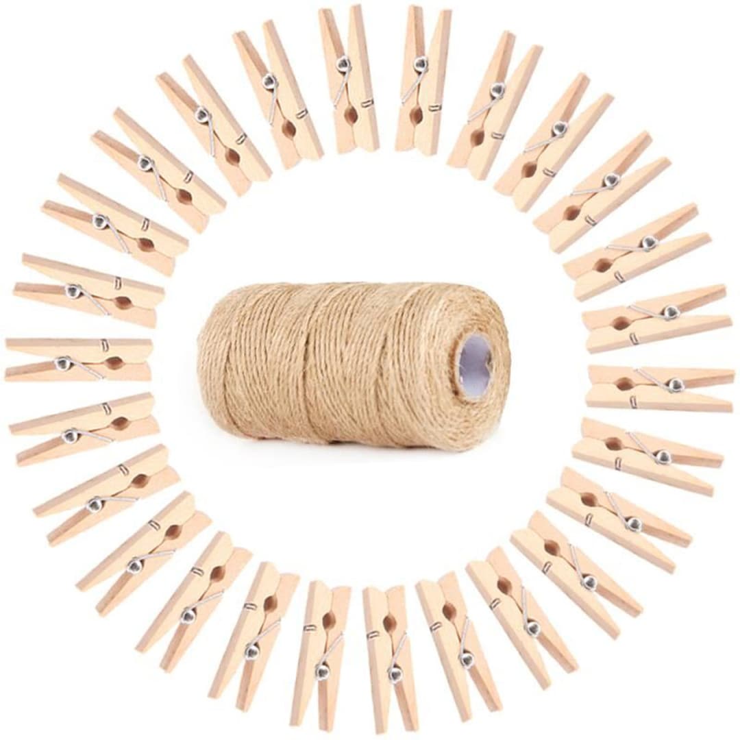 Wooden Clamps,burlap String,hessian, Jute Rope,photo Clips,bookmark ...