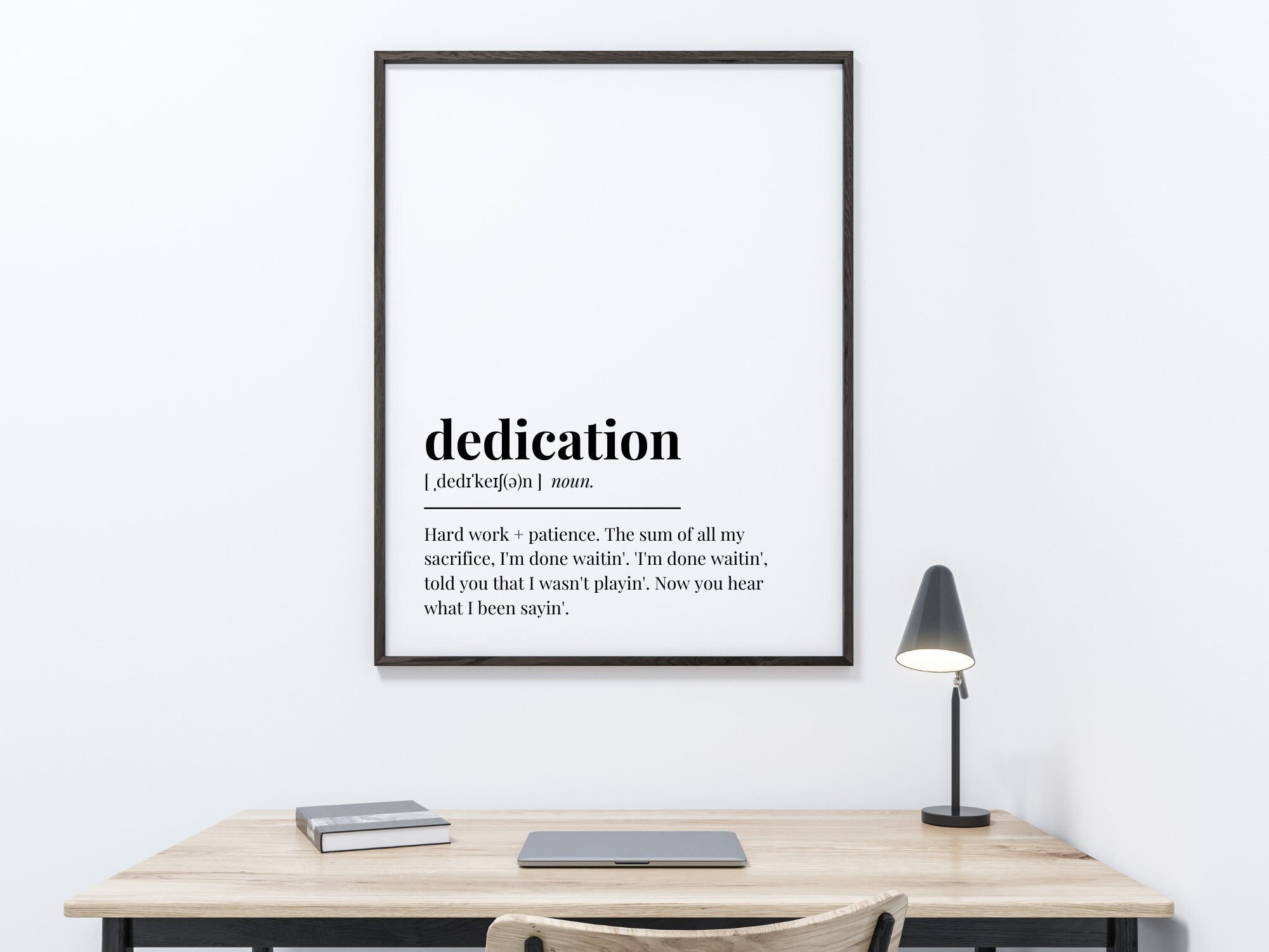 Dedication definition poster Rap lyrics wall art hip hop | Etsy