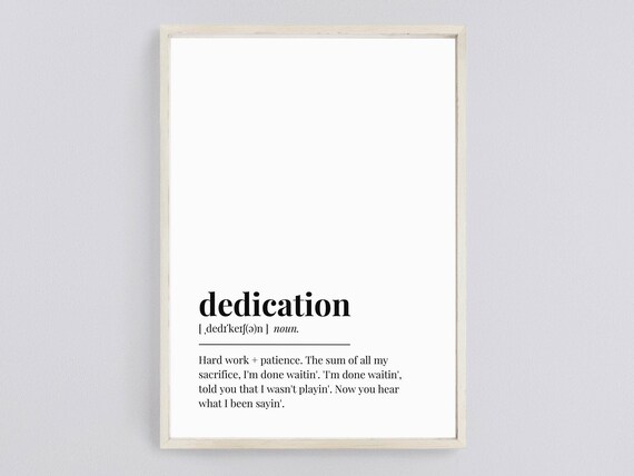 Dedication Definition Poster Rap Lyrics Wall Art Hip Hop | Etsy