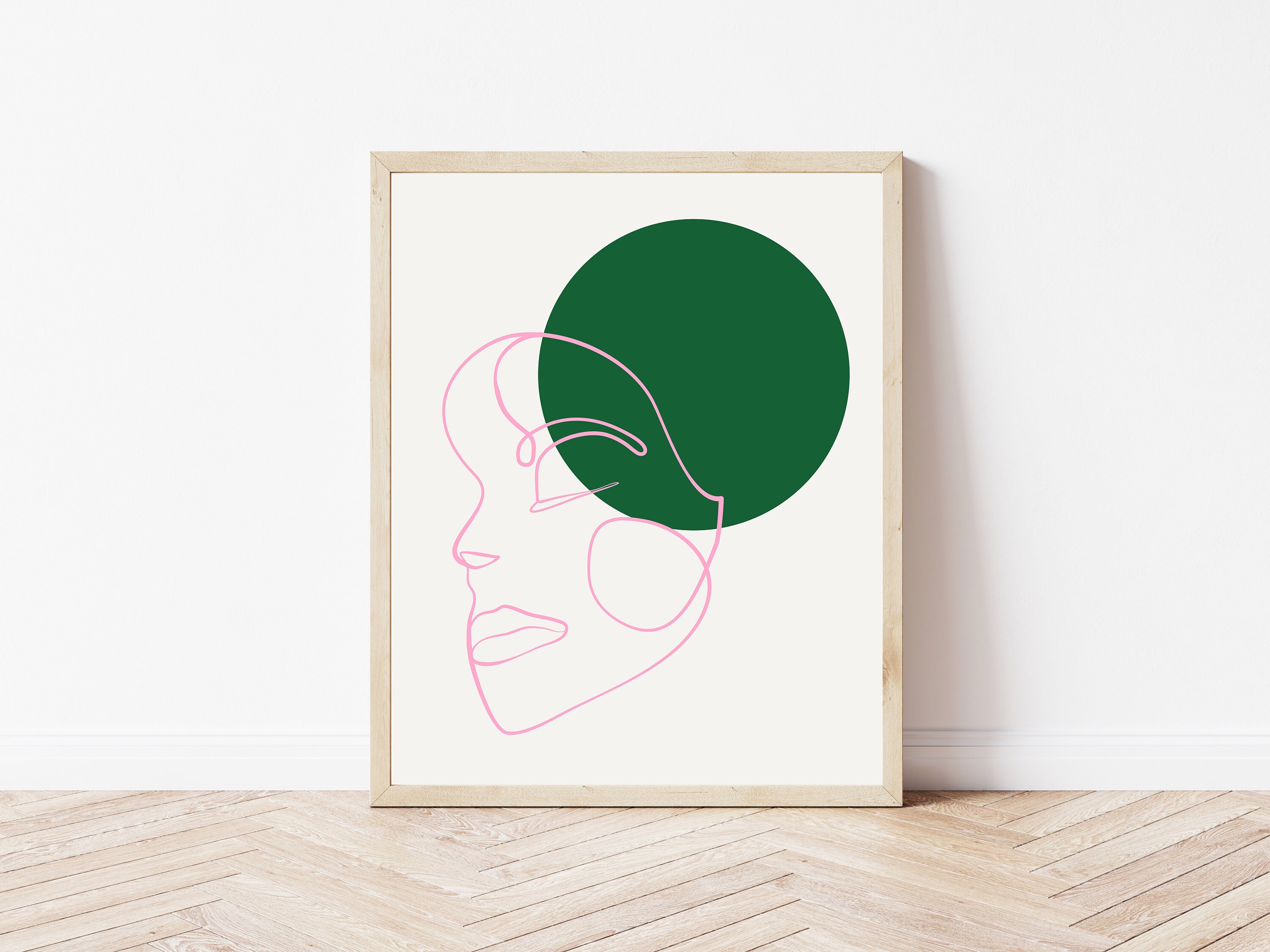 Line Art Print Pink and Green Printable Wall Art Pink and - Etsy