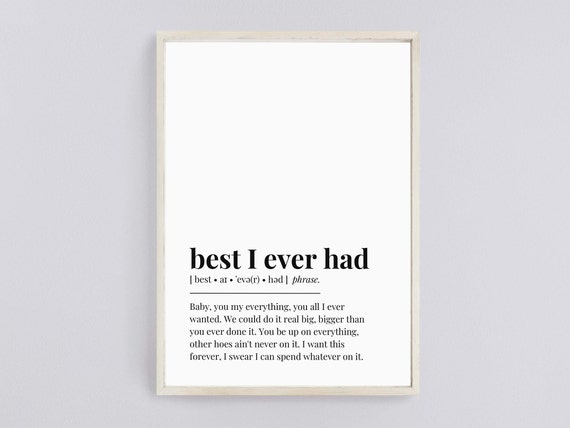 Best I Ever Had Definition Poster Definition Print | Etsy