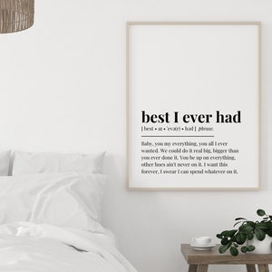 Best I Ever Had Definition Poster, Definition Print, Valentine's Gift ...
